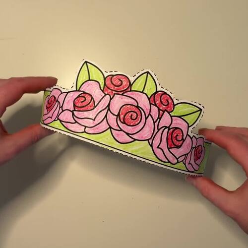 Roses Paper Crown Headbands Printable Coloring Spring Summer Craft Activity