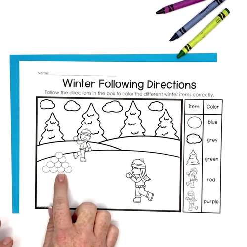 Winter Theme Following Directions Worksheets by Engaging Early Learners
