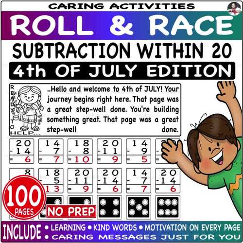 Roll and Race Math Dice Games Subtraction Within 20 Ready Play - 4th of ...