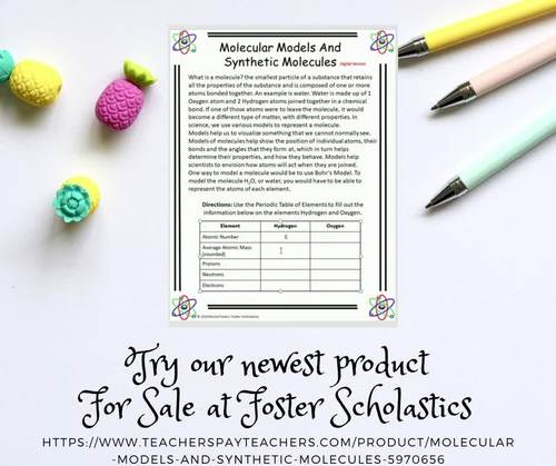 Molecular Models and Synthetic Molecules by Foster Scholastics | TPT