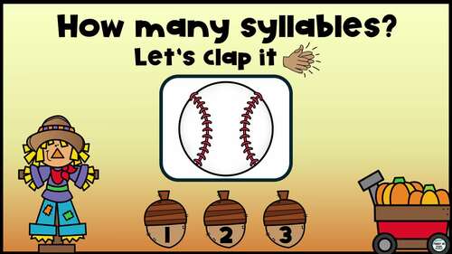 Fall Counting Syllables Worksheets & Digital PowerPoint Google Slides ...