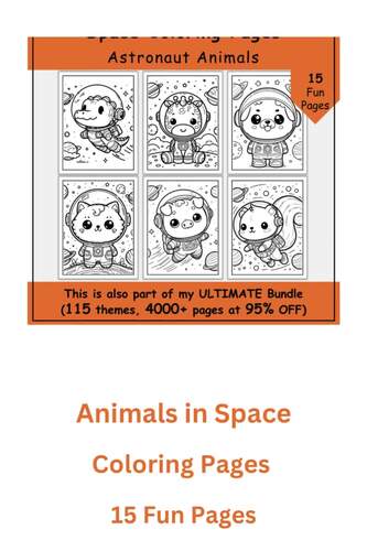 Astronaut Animals Coloring Pages | Space Coloring Pages for Kids by InkyJoy