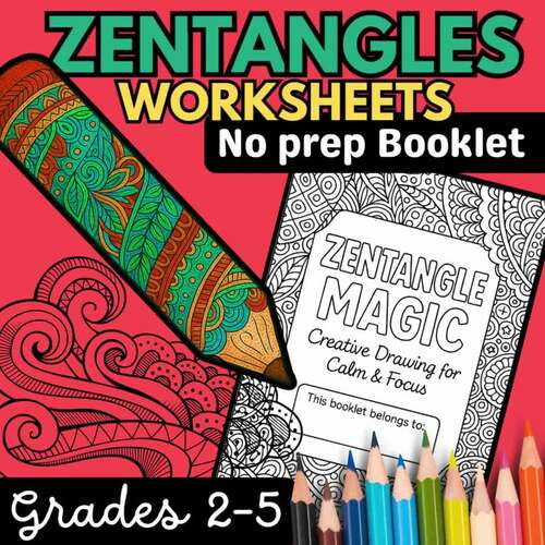 Zentangle Worksheet – Pattern Practice, Zendoodle Art Prompts, Drawing ...
