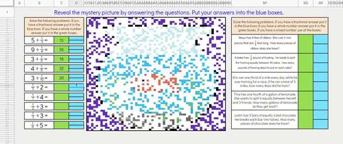 Digital Math Pixel Art Mystery Picture 5th Grade Dividing Fractions ...