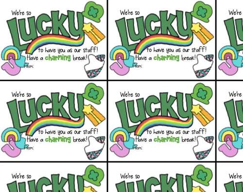 Lucky Charms Winter Holiday (Christmas) Treat Tag for Staff and Teachers