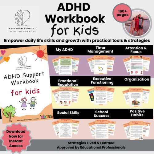 Kids Workbook Bundle ADHD Autism Support Social Skills and School Helper