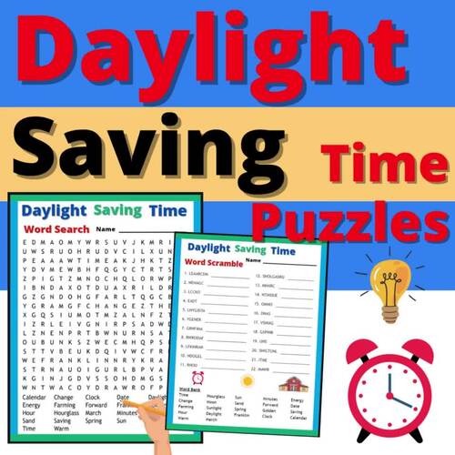 Daylight Saving Time Word Search Puzzles Spring March Activity Vocabulary