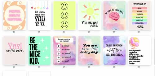 Bright Pastel Spring Rainbow Growth Mindset Mental Health Posters ...