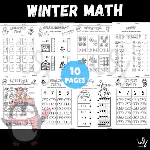 Winter Math Activity Pack for Preschool & Kindergarten | 10 No Prep Pages