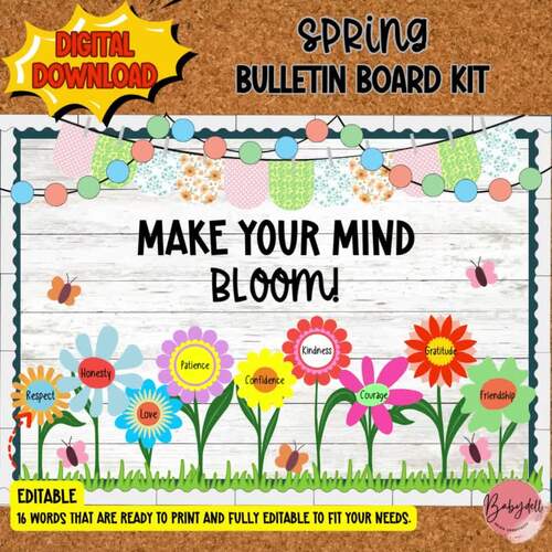 Flower Spring Bulletin Board Kit Door Decor March Classroom Decor