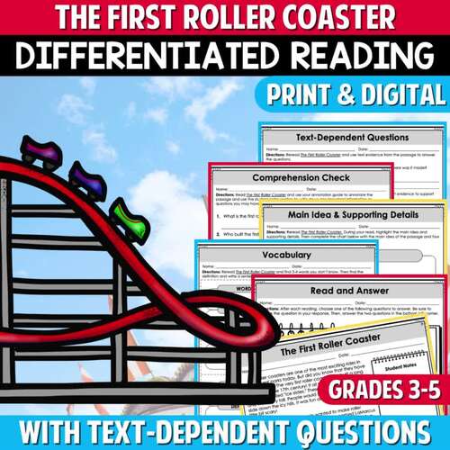 Roller Coaster Differentiated Summer Reading Passage w Text Dependent ...