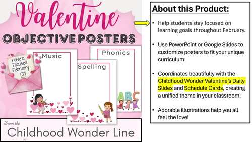 Editable Valentine Objective Posters for February - Childhood Wonder Line