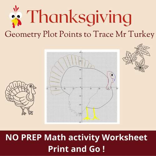 Thanksgiving Turkey Mystery Picture 4 Quadrants No Prep Geometry ...