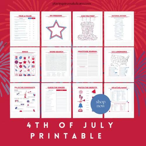4th of July Activity Printables by Play Inquire Make Learn | TPT