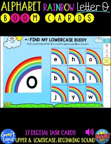 Alphabet practice_Letter O_Rainbow fun_Boom Cards™ by Smart Land Printables