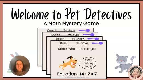 Pet Detectives Balancing Equations Equal Sign Add Subtract Math Game ...