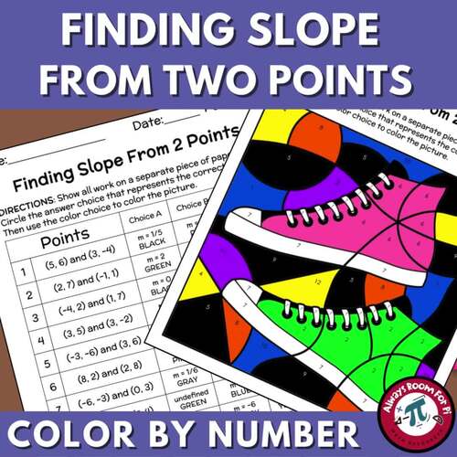8th Grade Finding Slope from Two Points Color by Number Algebra TEKS 8.4A