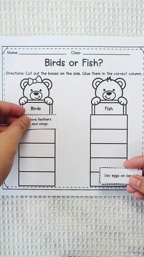 Birds or Fish? Cut and Paste Sorting Activity – Fun Science Learning ...