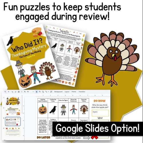 Thanksgiving Mystery- Science Activity Packet (Print & Google Slides ...