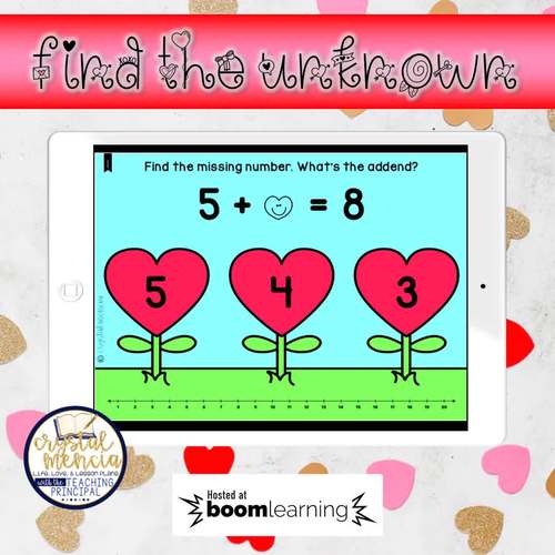 1OA8 Find the Unknown Number: Valentine Themed Boom Cards™ | Distance ...