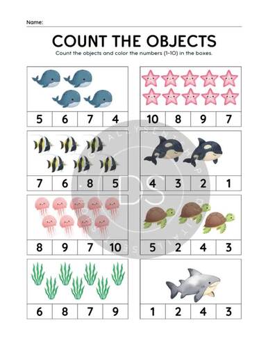 Counting Objects Worksheets | Preschool Kindergarten Math | Counting 1 ...