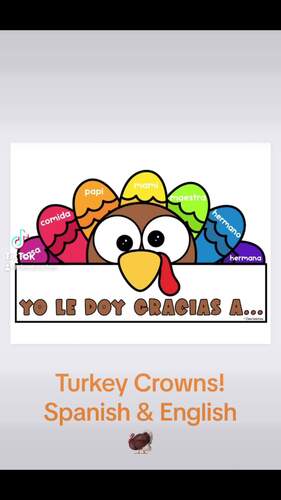 Bilingual Turkey Crowns | Thanksgiving Craft I am Thankful For Turkey ...