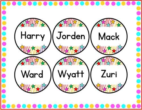 Printable Bright Stars Student Name Labels, Editable Colorful Classroom ...