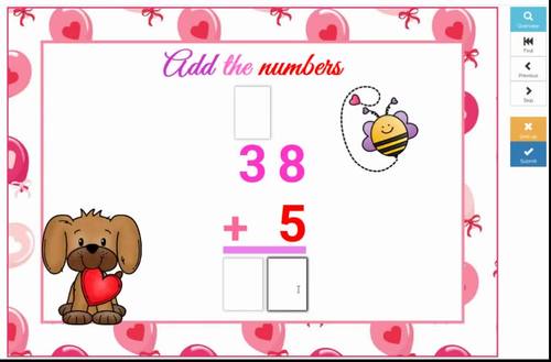 Valentines Day Math 2 Digit +1 Digit Addition With Regrouping Practice ...