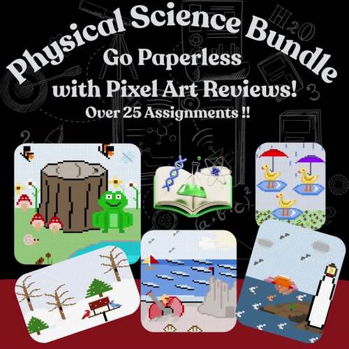 Physical Science Review Bundle Pixel Art Worksheets by Tried and True ...