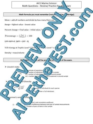 AICE Marine Math Review/Practice for AICE Exam by AICE the Test | TPT