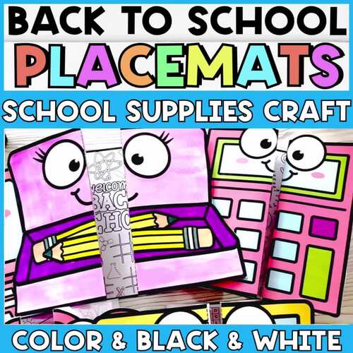 Back to School Foldable Placemats - School Supplies ESL Craft for 2-5 Grade