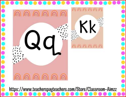 Printable Alphabet Posters, Boho Rainbow Alphabet Posters, Editable