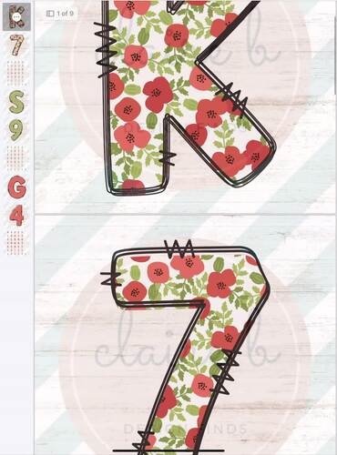 Coral Poppies & Solid Doodle Font Alphabet & Numbers Set with 108 PNG ...