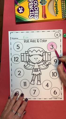 Addition Fact Practice Grades K-2/Print and Play/Christmas Roll Add ...