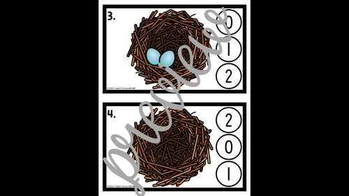 Spring Math Center Task Cards Counting Bird Eggs 0-10 Clip Cards