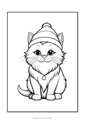 Christmas Cats Coloring Pages for Kids 100 Pages : Vol . 1 by Coloringfy