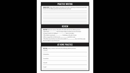 Reflexive Pronoun Practice Grammar Worksheet | City of Ember Theme