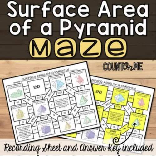 No Prep Surface Area of a Pyramid Maze by Thriving Teacher Inc | TPT