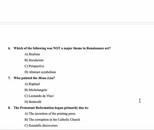 Topic 15: The Renaissance & Reformation Assessment (myWorld Interactive)