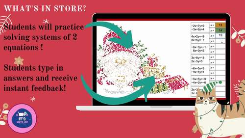 CHRISTMAS - Solving Systems of Equations - No Prep Digital Pixel Reveal