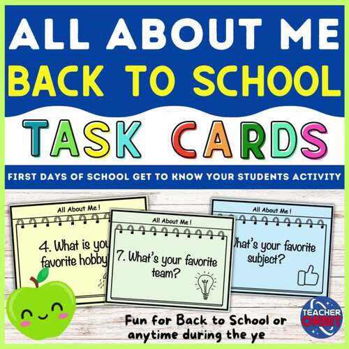 First Day of School Task Cards Back to School Ice Breaker Getting to ...