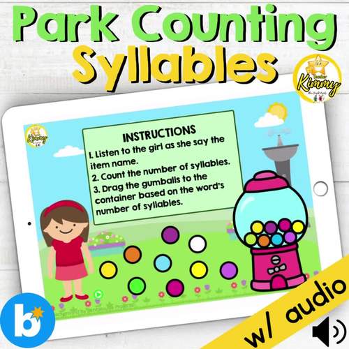 Park Counting Syllables Phonological Segmentation Boom Cards by Teacher ...