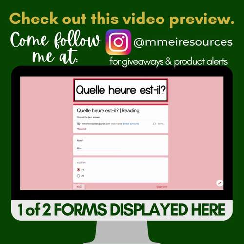 Quelle heure est-il? | Self-Grading Google Forms | Fully editable ...