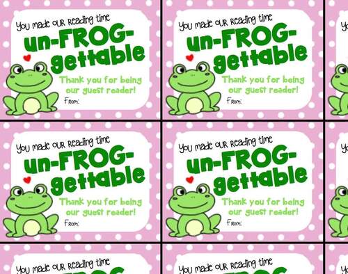 Frog-Themed Guest Reader Appreciation Gift Tag-You made our reading ...