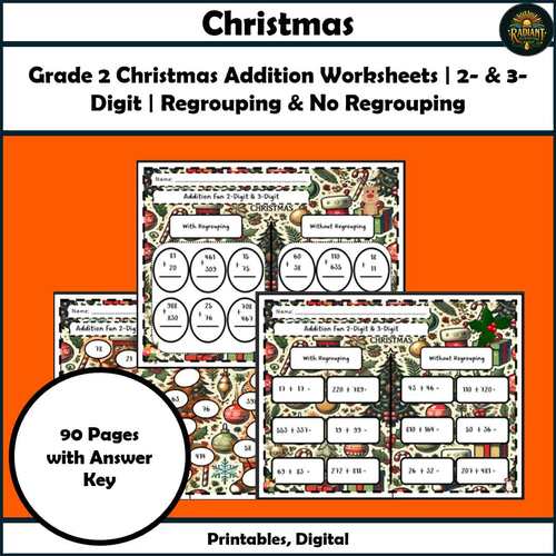 Grade 2 Christmas Addition Math 2 3 Digit Regroup No Regroup Number Bond