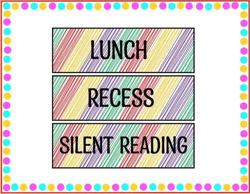 Printable Bright Classroom Schedule Cards, Editable Schedule Posters