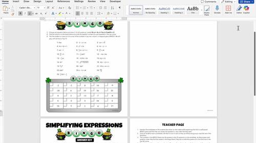7th Grade Math Fun Worksheet Simplifying Expressions Review | St ...