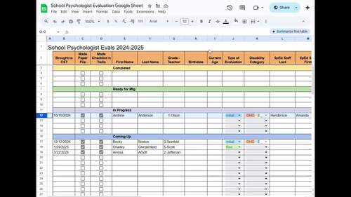 School Psychologist Evaluation Tracker, Caseload, Google Sheet and ...