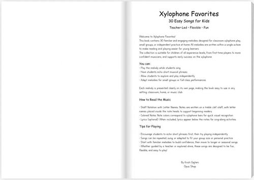 Orff Xylophone Sheet Music: 30 Easy Color-Coded Songs for Elementary Music