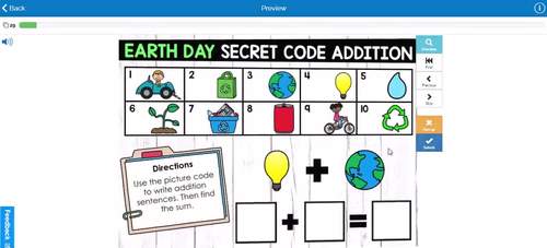 Earth Day Boom Cards Secret Code Addition to 10 by The KNA Shop | TPT